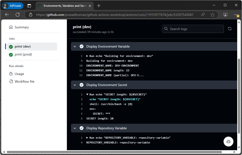 Lab: Environments, Variables, and Secrets | GitHub Actions Workshop