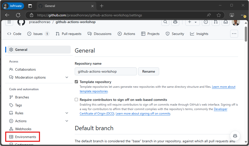 Lab: Environments, Variables, and Secrets | GitHub Actions Workshop